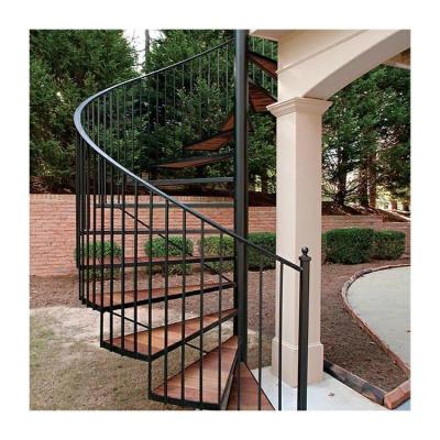 Cina Central round stringer timber wood stairs stianless steel spiral staircase in vendita