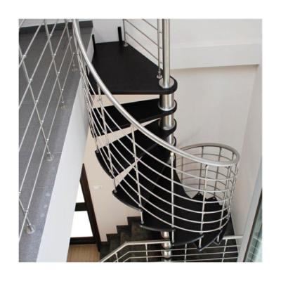 Cina Wholesale agent simple wood stairs carbon steel structure spiral staircase in vendita