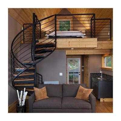Cina High quality toughened steel wood steps stairs galvanized steel spiral staircase in vendita
