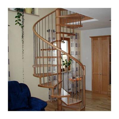 Cina Central frame support white wooden box tread stairs tempered glass spiral staircase in vendita