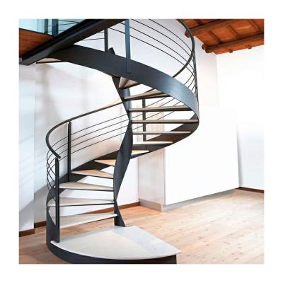 Cina Central round stringer composite plastic wood stairs glass tread spiral staircase in vendita
