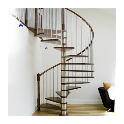 Cina Central beam iron wood stairs modern simple spiral staircase in vendita