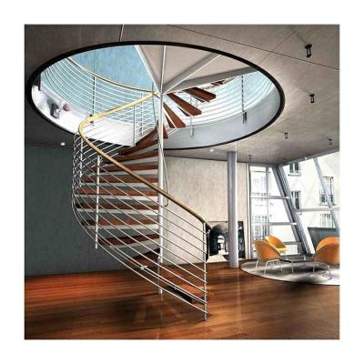 Cina WilliamArchi curved wood stairs mild steel glass spiral staircase in vendita