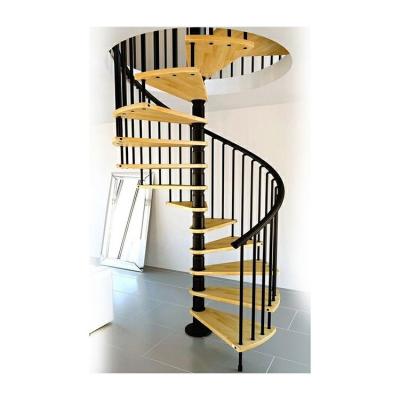 Cina Central post support unique design shape wood tread stairs glass step spiral staircase in vendita