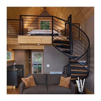 Cina Modern building carved wood stair steel glass spiral staircase in vendita