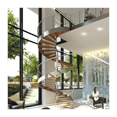 Cina Factory direct exterior wooden stair modern space saving spiral staircase in vendita