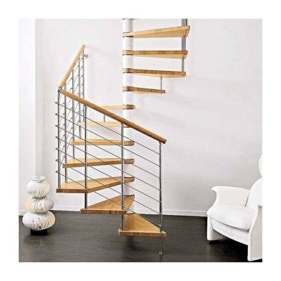 Cina Central stringer wood spiral staircase used stainless steel frame spiral stairs in vendita
