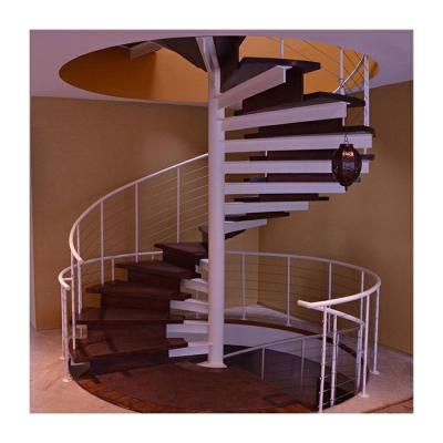 Cina Central round post indoor steel wood spiral staircase price aluminium spiral stairs in vendita