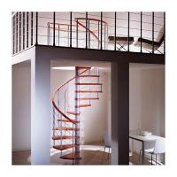 China Customized thin solid wood tread stair spiral staircase for sale