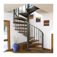 China Customized thin solid wood tread stair spiral staircase for sale
