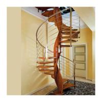 China Customized thin solid wood tread stair spiral staircase for sale