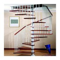 China Customized thin solid wood tread stair spiral staircase for sale