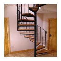 China Customized thin solid wood tread stair spiral staircase for sale