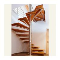 China Customized thin solid wood tread stair spiral staircase for sale
