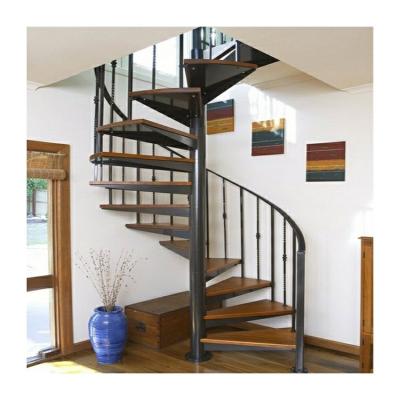 Cina Central round stringer carbon steel wood treads spiral stairs measures spiral staircase for house in vendita