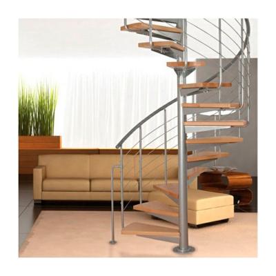 Cina Steel landing decoratived spiral stairs wooden tread spiral modern staircase in vendita