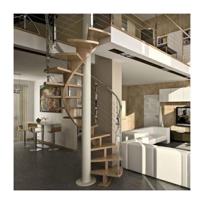 Cina Factory seller painting steel wooden tread stair simple design style spiral staircase in vendita