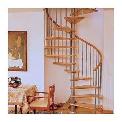 Cina Used steel beams wood spiral outdoor staircase design saving spiral stairs in vendita