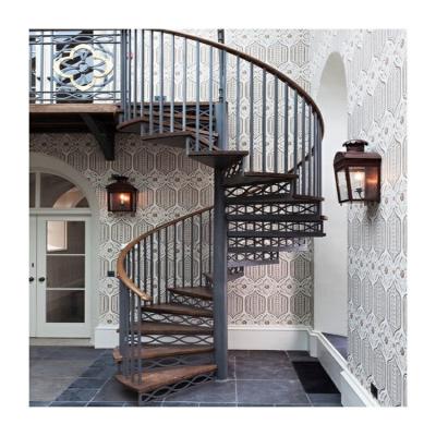 Cina Central stringer dark color wood spiral stairs spiral staircase tread in vendita
