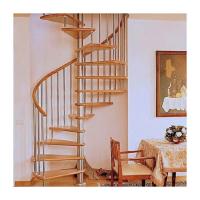 China Central stringer interior spiral stairs high quality solid wood spiral staircase for sale