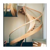 China Central stringer interior spiral stairs high quality solid wood spiral staircase for sale
