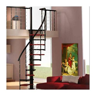 Cina Manufacturer steel wood indoor spiral staircase steel support spiral stairs in vendita