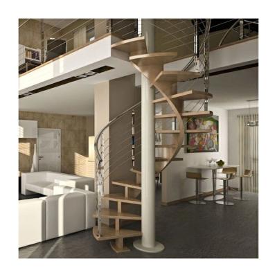 Cina Factory price steel wood spiral stairs low cost spiral staircase design in vendita