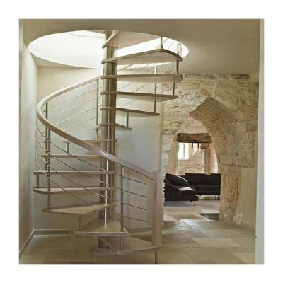 Cina Steel landing wood attic spiral stairs tempered glass spiral staircase design in vendita