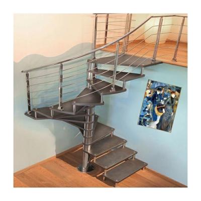 Cina Central post support good price of wood spiral staircase stainless steel glass spiral stairs in vendita