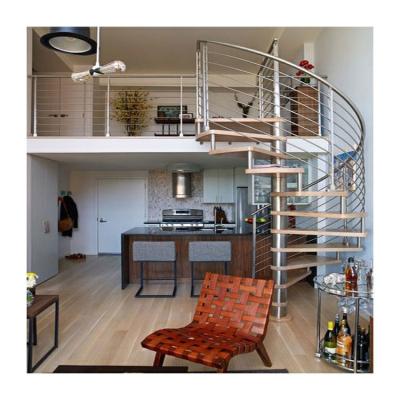 Cina Step stool tempered glass spiral stair modern steel and wood spiral staircase in vendita