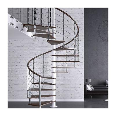 Cina Steel structure indoor solid wooden spiral staircase factory quality spiral stairs in vendita