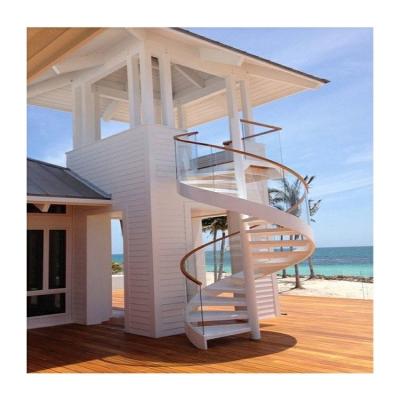 Cina Steel stringer crystal glass small spiral stair glass wood spiral staircase in vendita