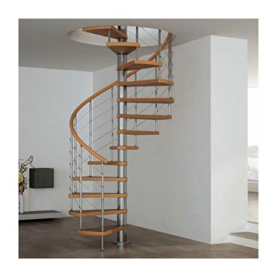 Cina Foshan factory stainless spiral stair solid wooden spiral staircase in vendita