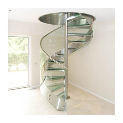 Cina Household individual single stringer staircase glass metal spiral stairs in vendita