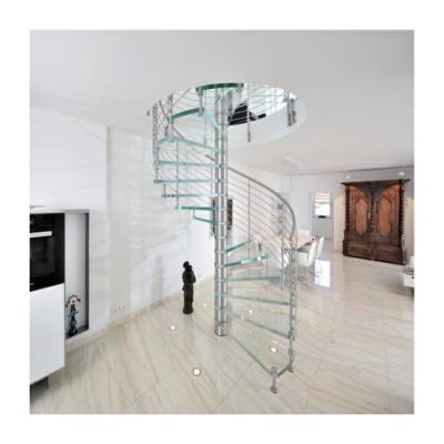 Cina House project low cost staircase design space saving glass spiral stairs in vendita