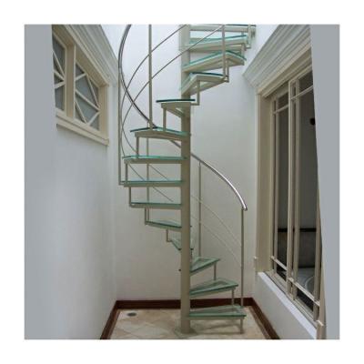 Cina Household individual deck stair designs glass pedal tread spiral staircase in vendita