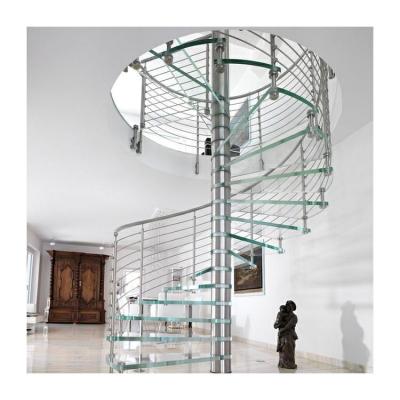 Cina Factory stainless steel staircas handrail design steel glass small spiral staircase in vendita