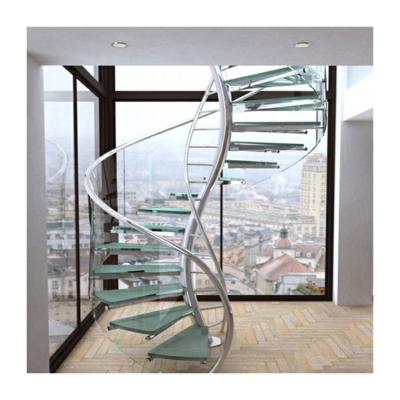 Cina Manufacturer supply removable stair handrails metal glass spiral staircase in vendita