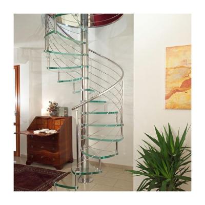 Cina Foshan factory outdoor staircase design clear glass spiral stairs in vendita