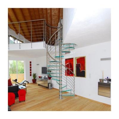 Cina Foshan factory circular stair interior spiral staircase glass railing in vendita