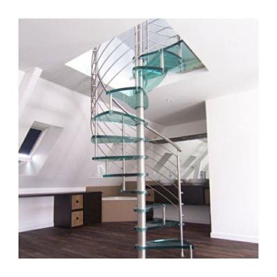 Cina House project stair and railing parts internal glass treads spiral staircase in vendita