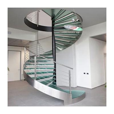 Cina Townhouse steel staircase glass steps spiral stairs in vendita