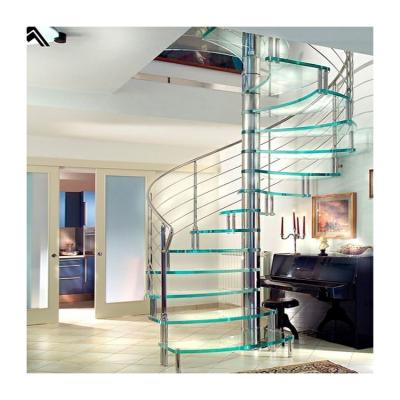 Cina Foshan stair railing designs glass tread spiral staircase in vendita
