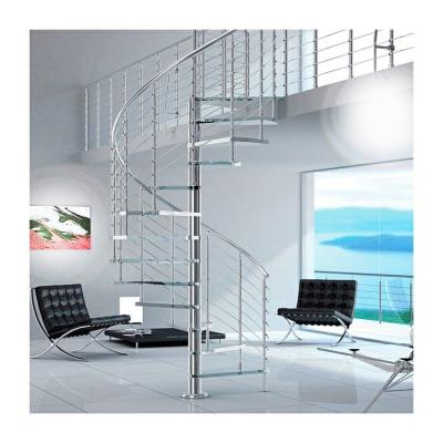 Cina Wholesale agent handrail stair glass spiral staircase modern deign in vendita