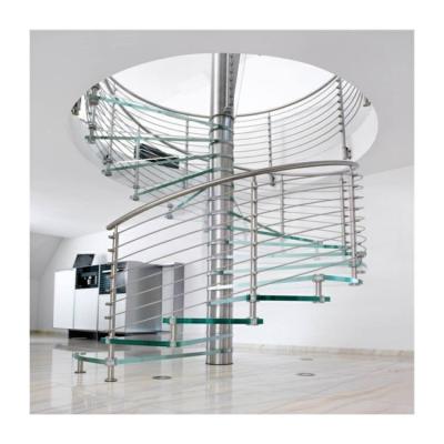 Cina Factory wholesale decorative stair railing designs low cost glass spiral staircase in vendita
