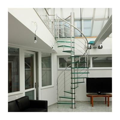 Cina Factory supplying high quality steel staircase cutomized glass spiral stairs in vendita