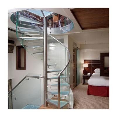 Cina China supplier steel stair railing design led strip lights glass spiral staircase in vendita