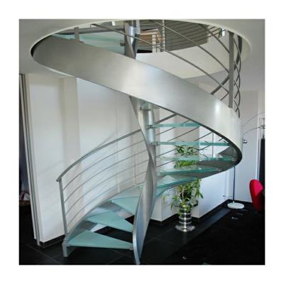 Cina Factory sale indoor stair handrail design glass treads used spiral staircase in vendita