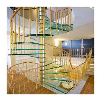 Cina Factory wholesale decorative staircase modern glass tread spiral stairs in vendita