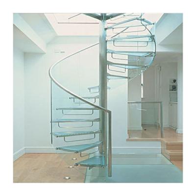 Cina Manufacturer steel round staircase laminated glass metal spiral stairs in vendita